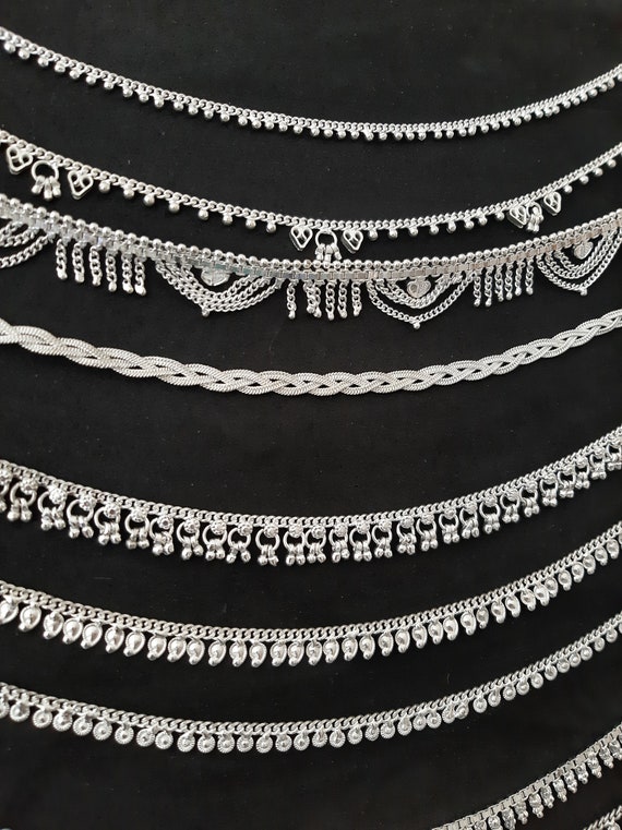 Silver Anklets Payal Belly Dance Bells Delicate Payal Anklet Leg Chain Ankle Bracelet Etsy Australia