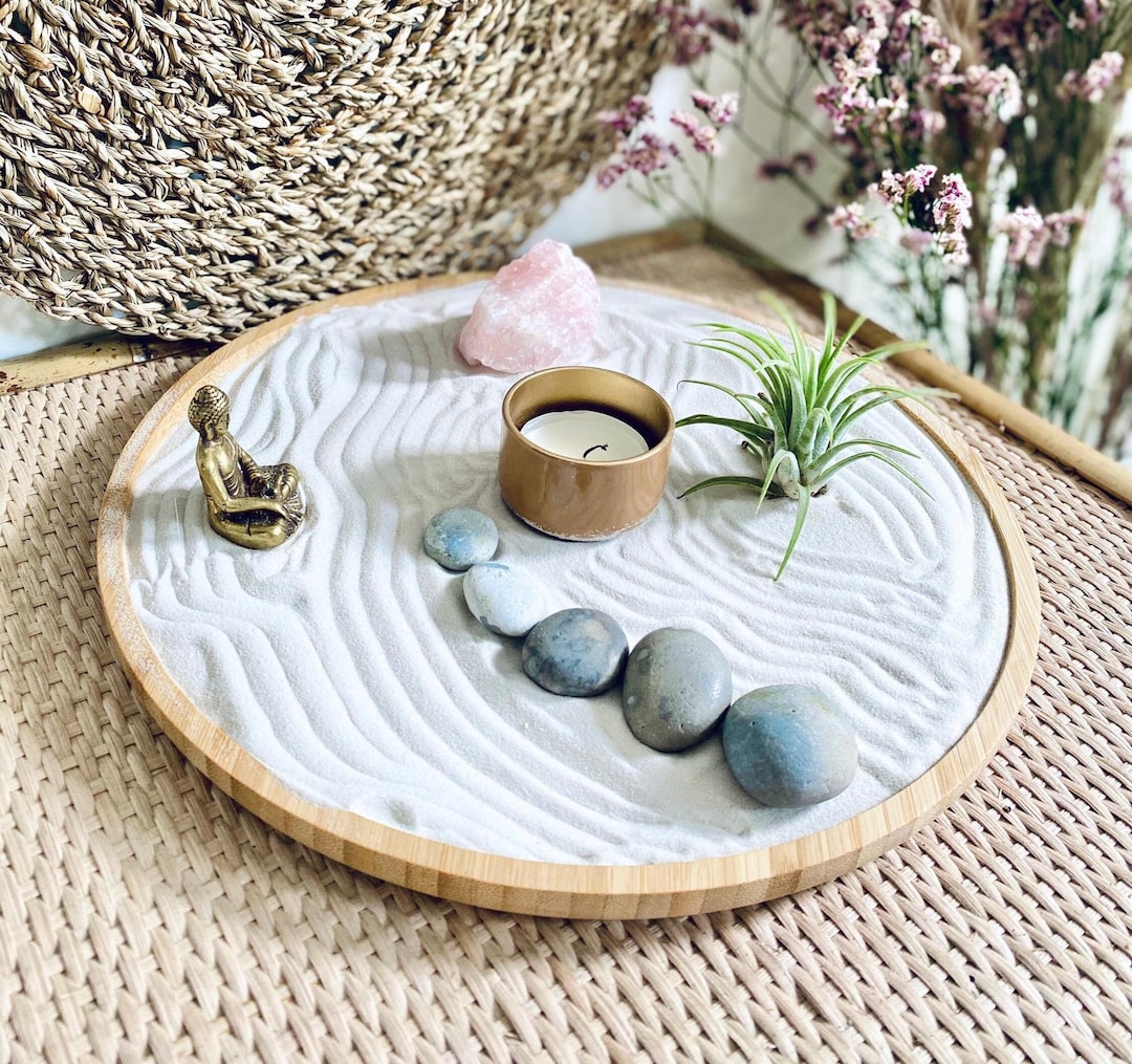 Zen Garden Kit Bamboo Large Choose Crystal, Mini Japanese Zen Garden ...