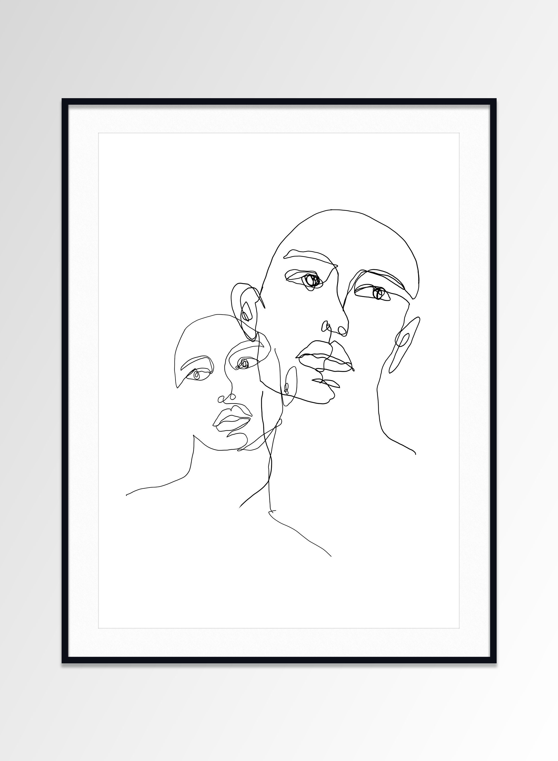 Continuous Line Drawing - Faces - "starcrossed" - Digital Download - 4 ...