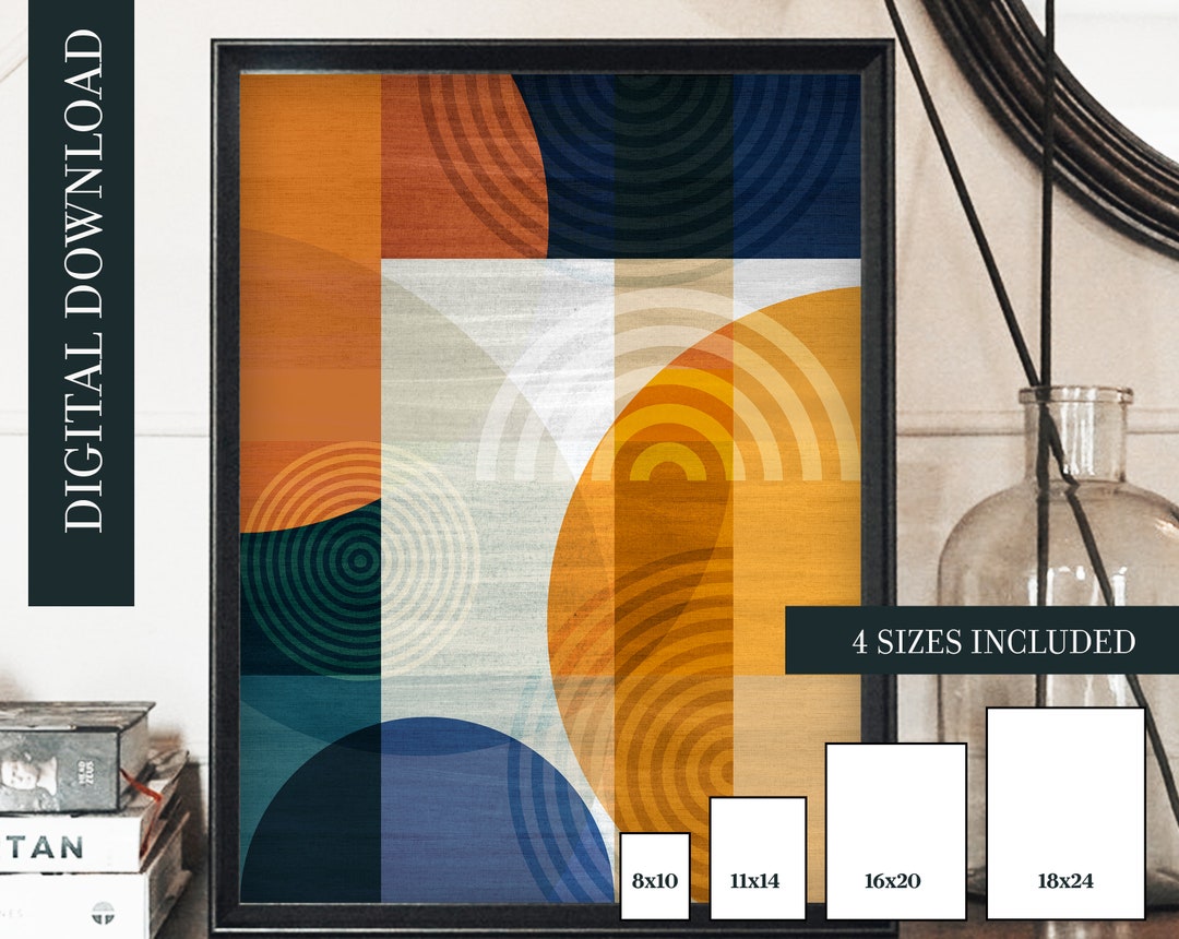 Mid-century Modern Abstract Geometric Art Print - Digital Download ...