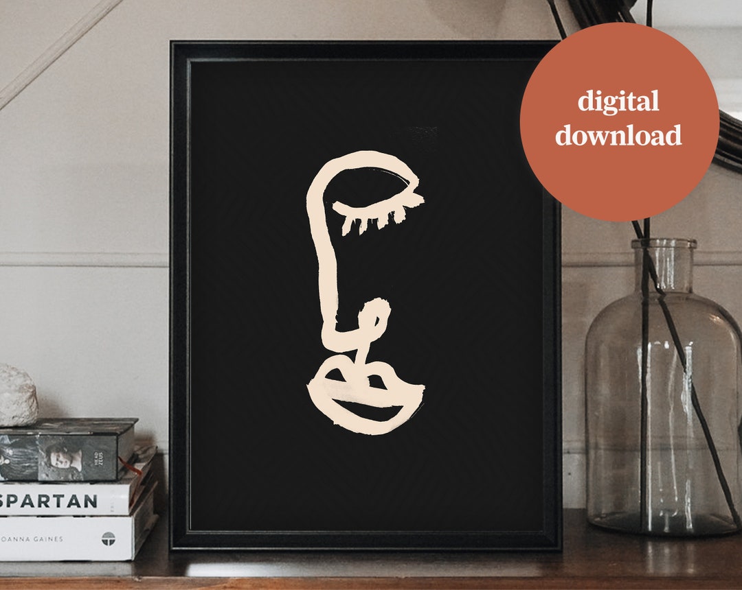 FACE005 - DIGITAL DOWNLOAD - Painted Line Art Faces - up to 18" X 24 ...