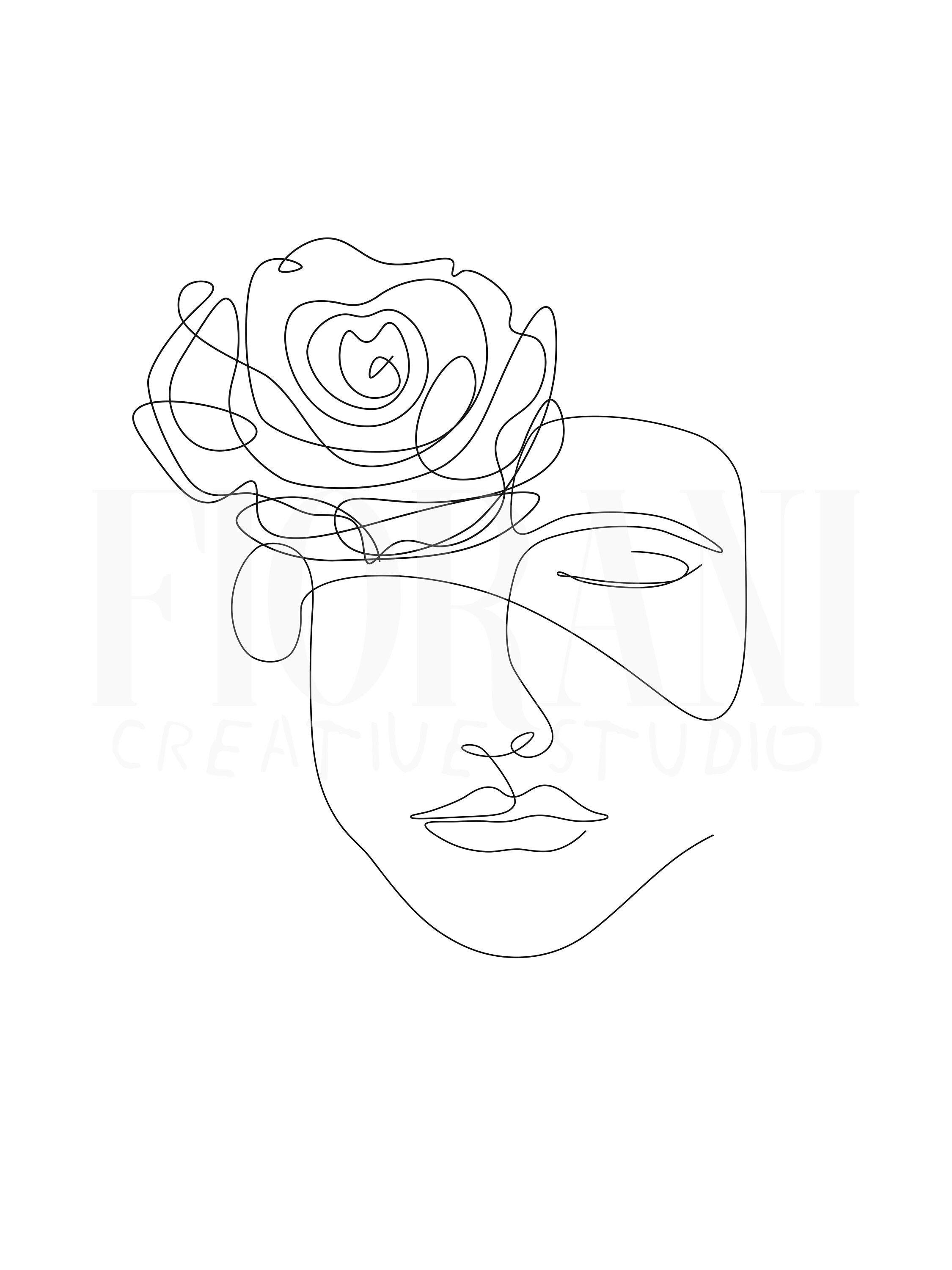 Flower Head - DIGITAL DOWNLOAD Art Print up to 18" X 24" - Line Art ...
