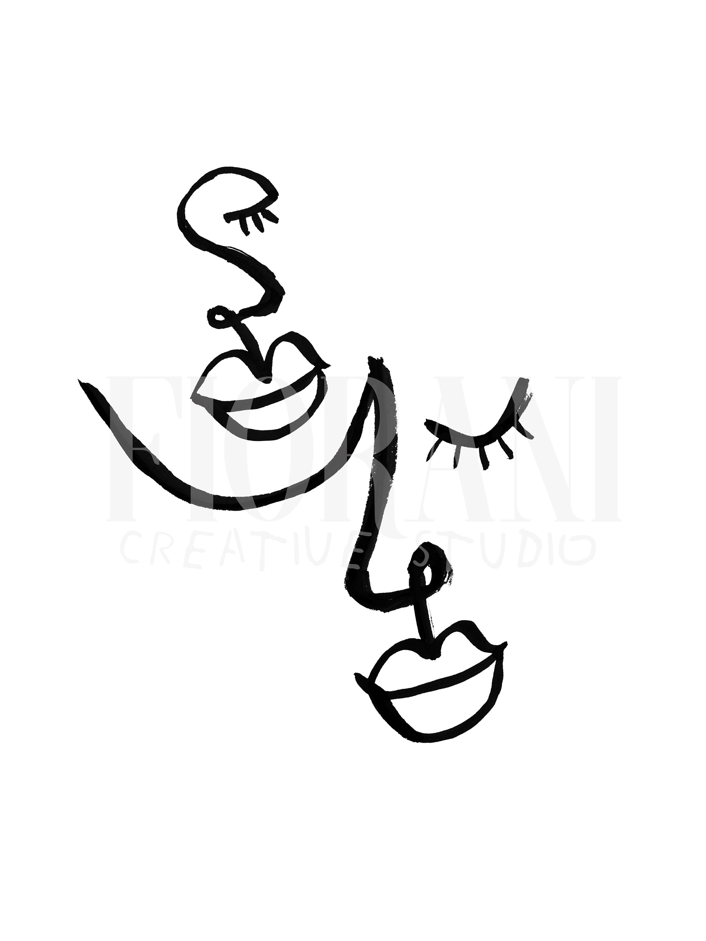 FACES 001 - DIGITAL DOWNLOAD - Painted Line Art Faces - up to 18" X 24 ...