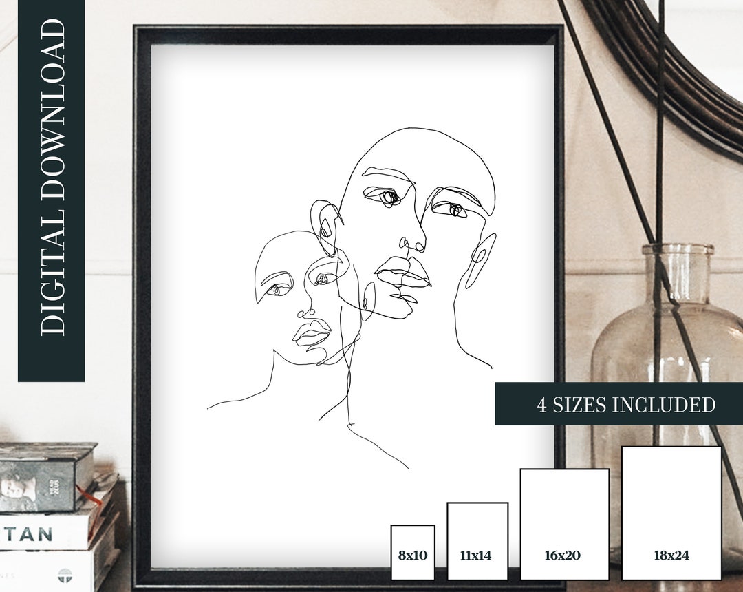 Continuous Line Drawing - Faces - "starcrossed" - Digital Download - 4 ...