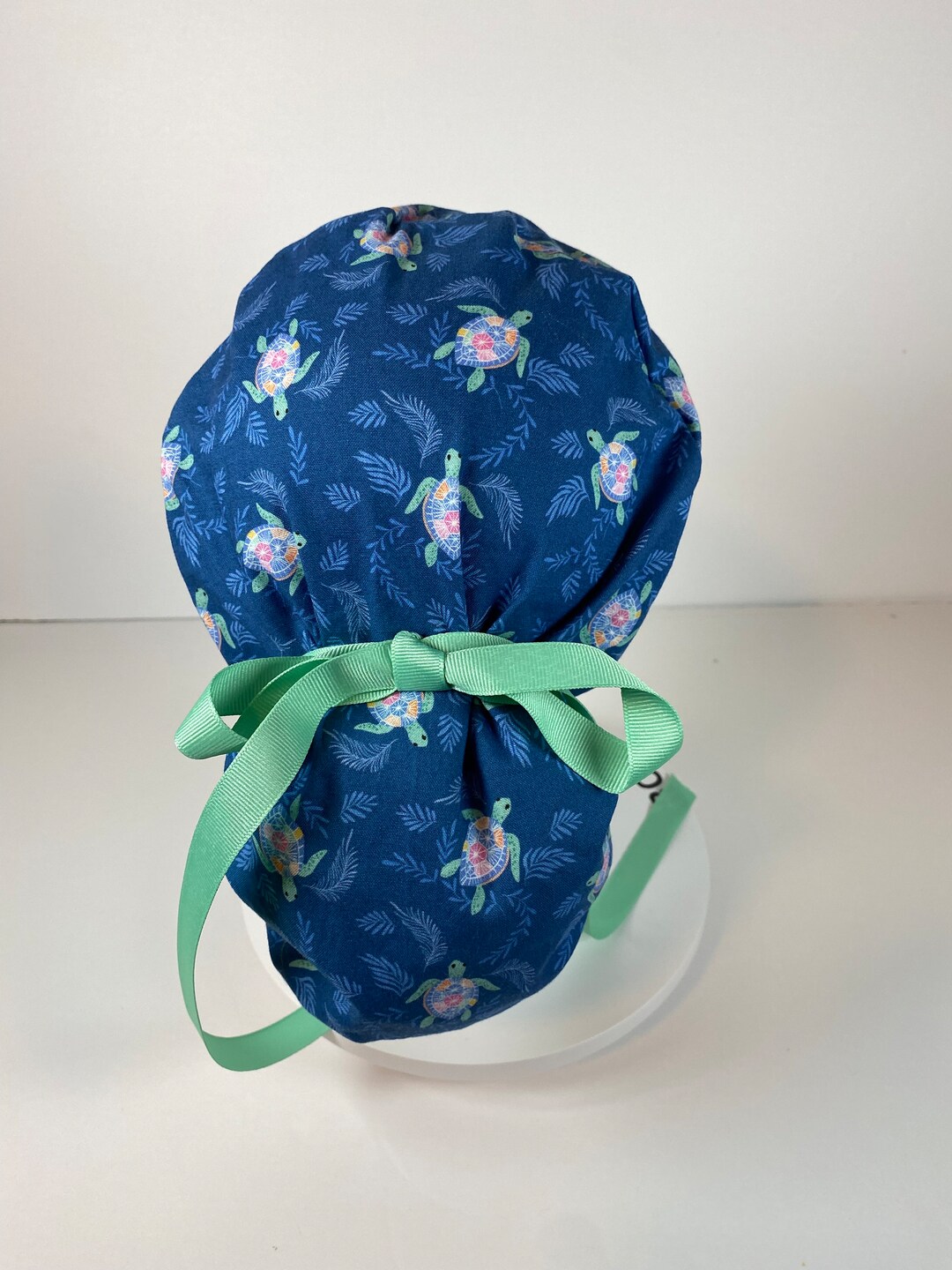 Sea Turtle Scrub Hat, Navy and Green Turtle Scrub Cap, Women’s Turtle ...