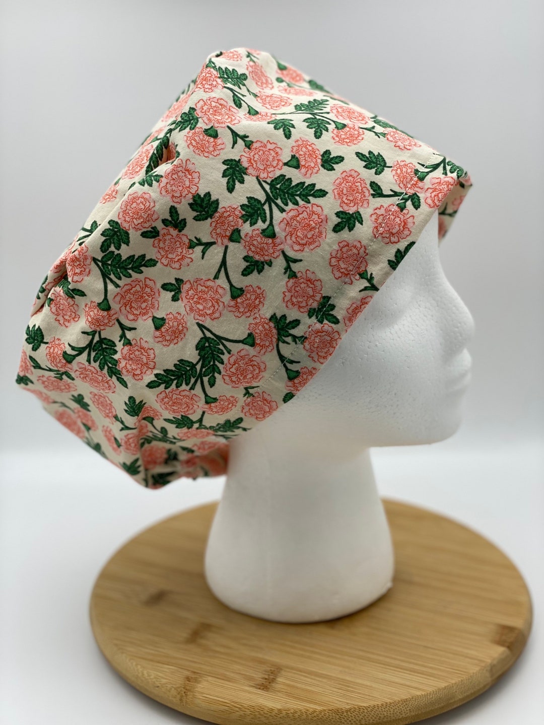 Pink Bramble Floral Euro Scrub Cap, Pink Dianthus Floral Scrub Cap ...