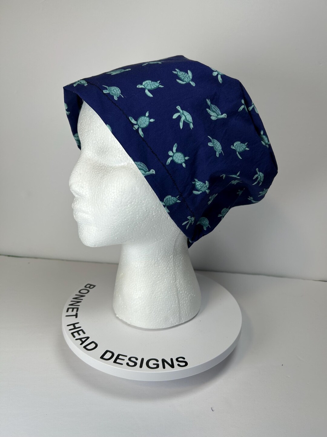 Navy Sea Turtle Euro Style Scrub Cap, Women’s Turtle Print Scrub Cap ...