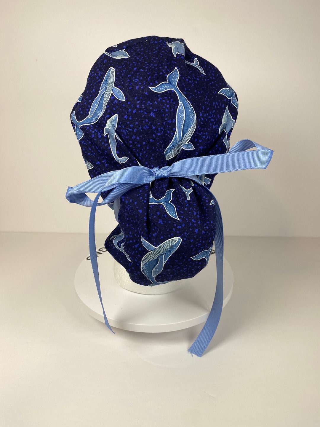 Navy Blue Whale Scrub Cap, Womens Whale Scrub Cap, Bonnet Head Designs ...