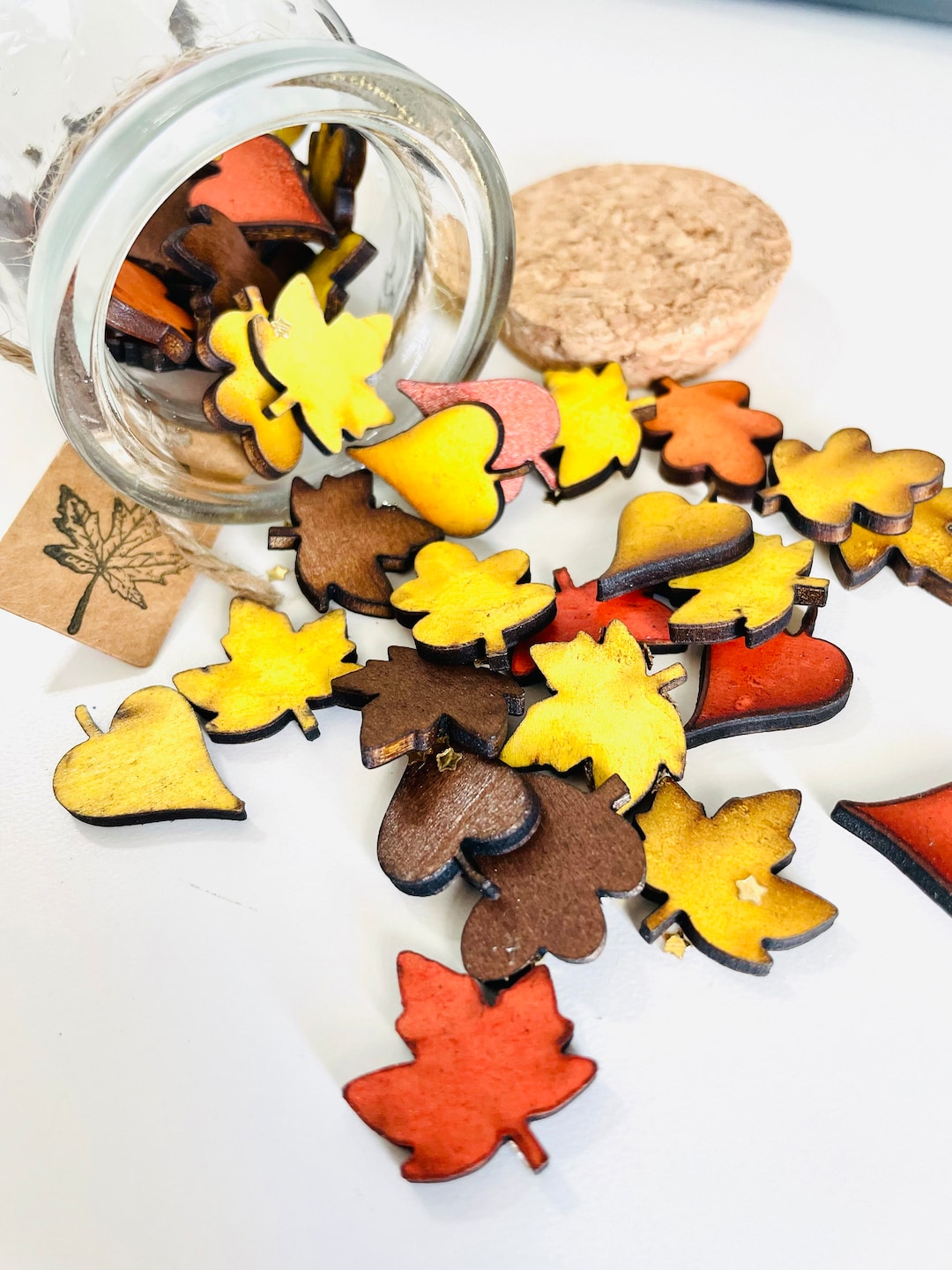 Mini Jar Fall Leaves, Tiered Tray Decor, Seasonal Home Decor, Leaves ...