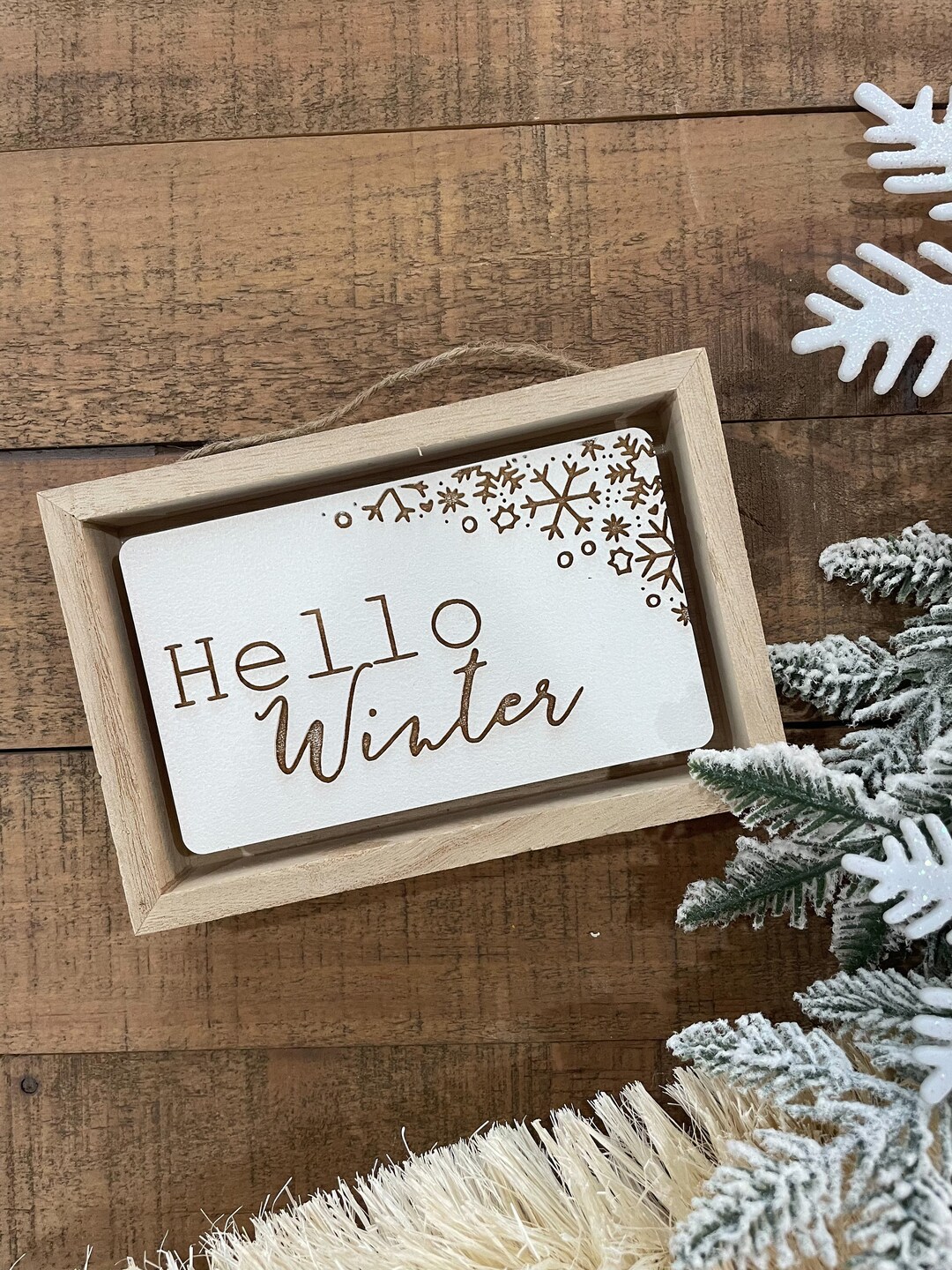 Hello Winter Wood Sign, Tiered Tray Decor, Winter Decor, Snowflakes ...