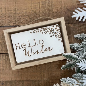 Hello Winter Wood Sign, Tiered Tray Decor, Winter Decor, Snowflakes ...