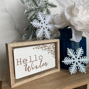 Hello Winter Wood Sign, Tiered Tray Decor, Winter Decor, Snowflakes ...