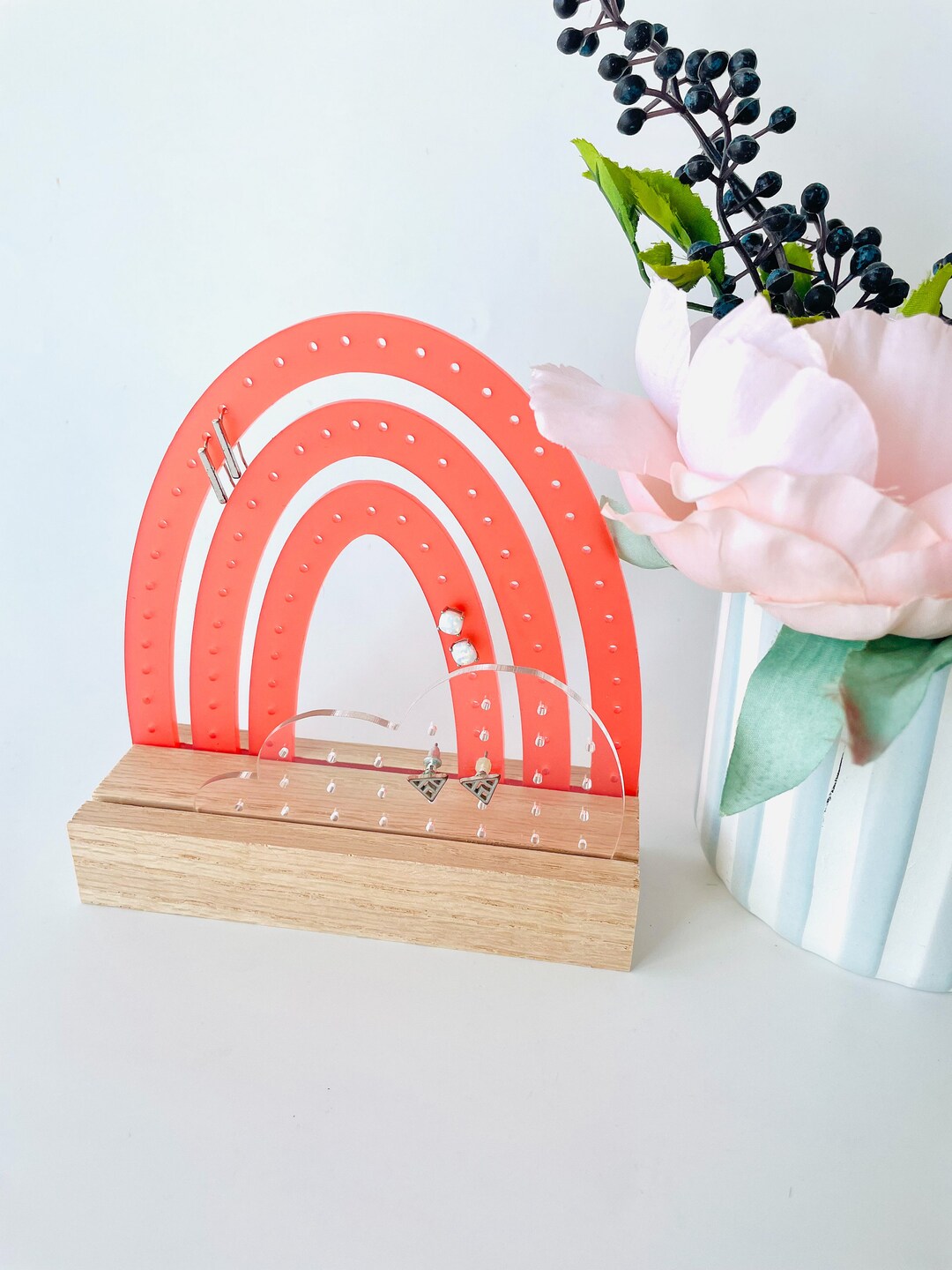Acrylic Rainbow & Cloud Earring Holder With Stand, Earring Stand ...