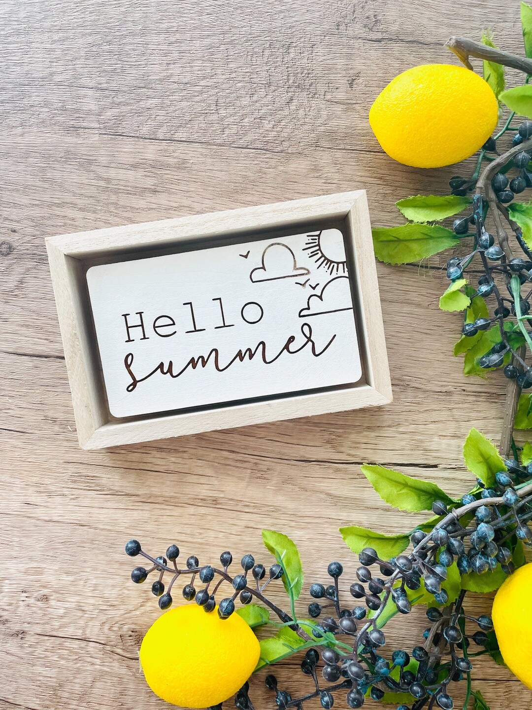 Hello Summer Wood Sign, Tiered Tray Decor, Summer Decor, Floral Decor ...