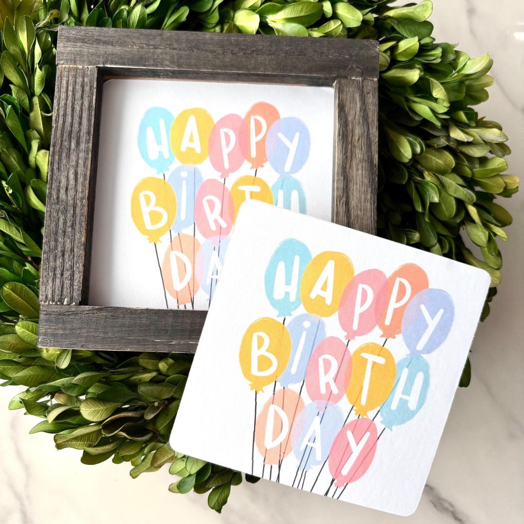 Birthday Balloons Tile, Interchangeable Decor Sign, Tiered Tray Signs ...