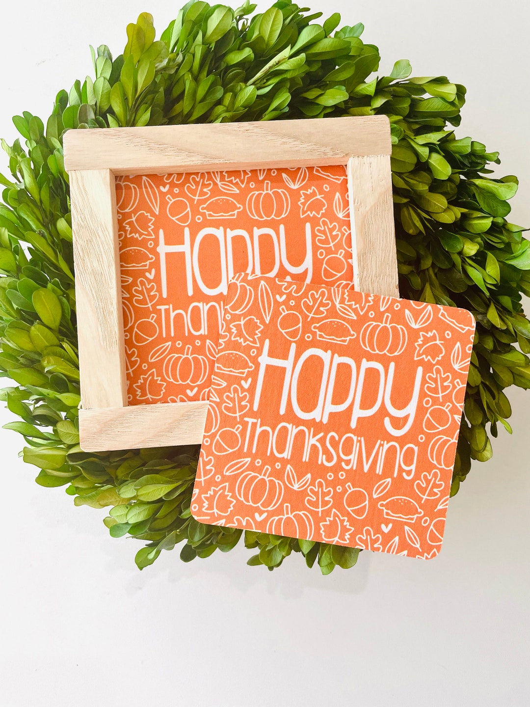 Doodle Happy Thanksgiving Tile, Interchangeable Decor Sign, Tiered Tray ...