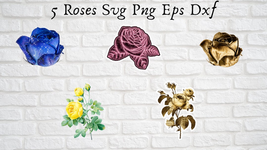 5 Roses Svg Png Eps Dxf Digital Download - Etsy