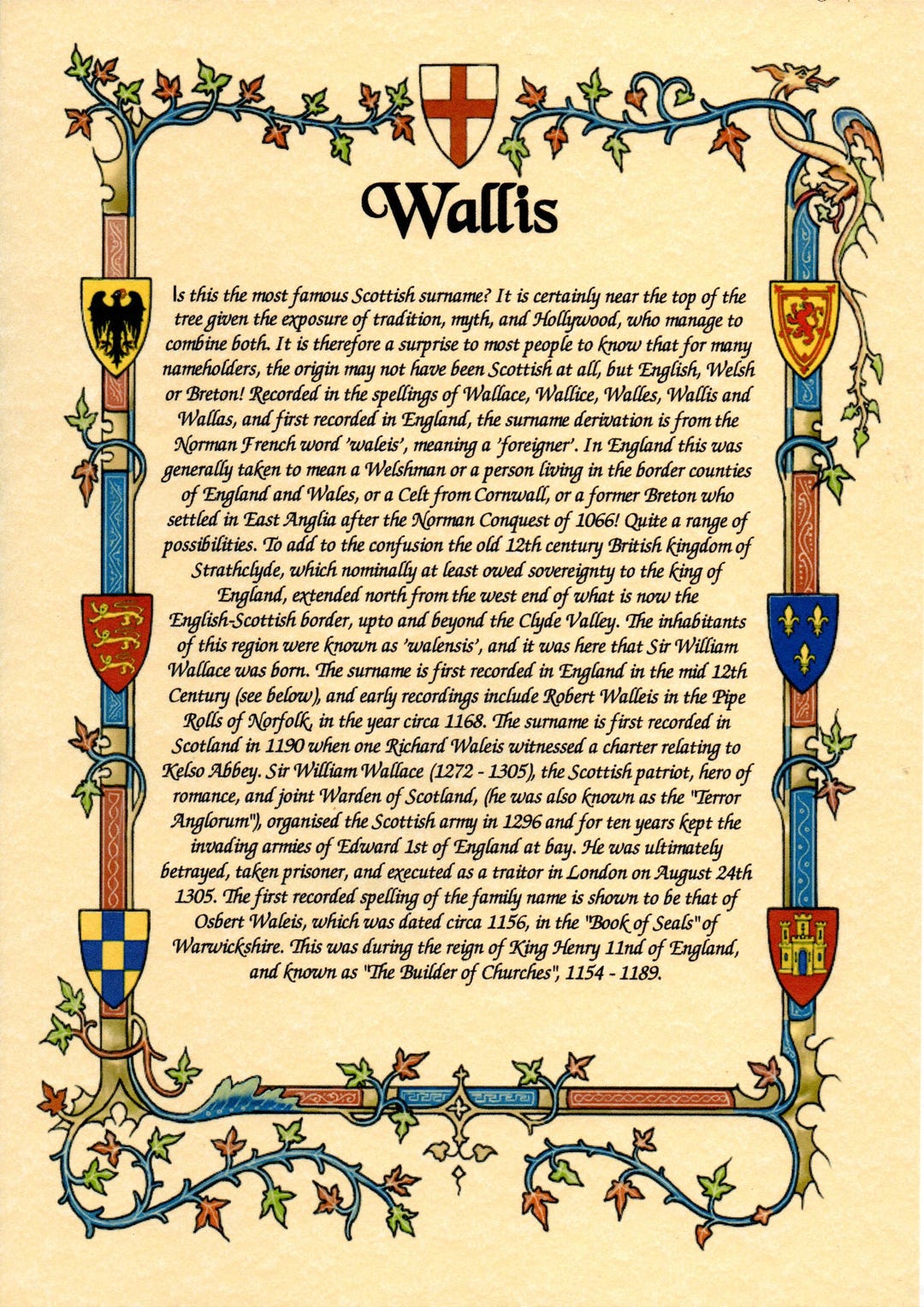 Name Origin Scroll Personalised on Parchment Style Paper Family History ...