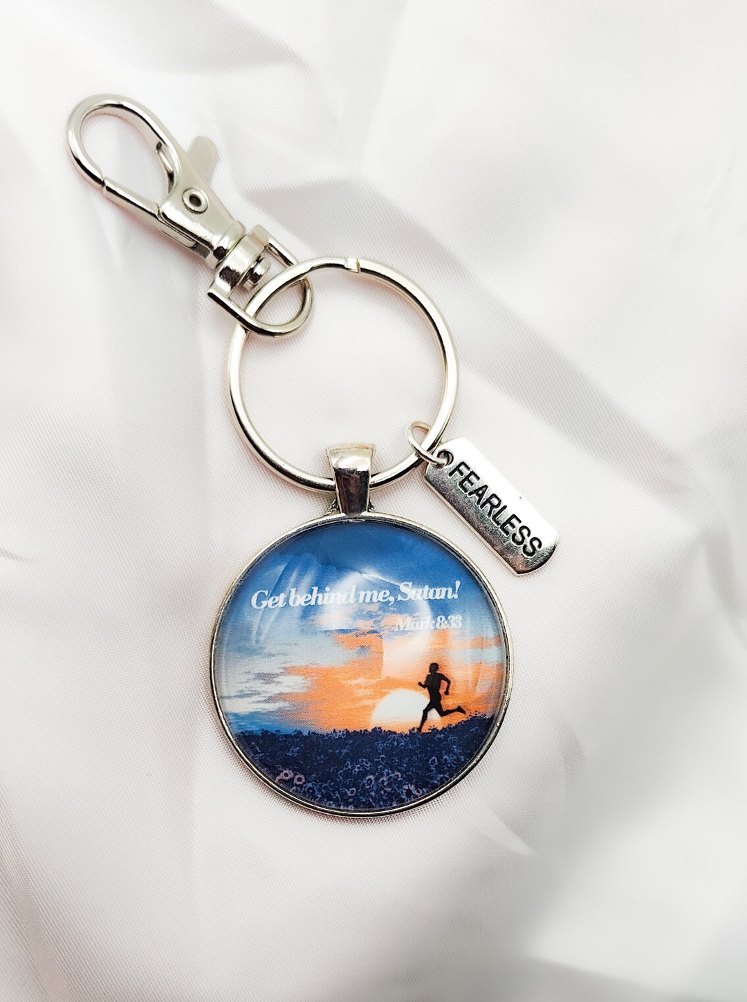 Get Behind Me Satan / Bible Verse Keychain / Mark 8:33 - Etsy