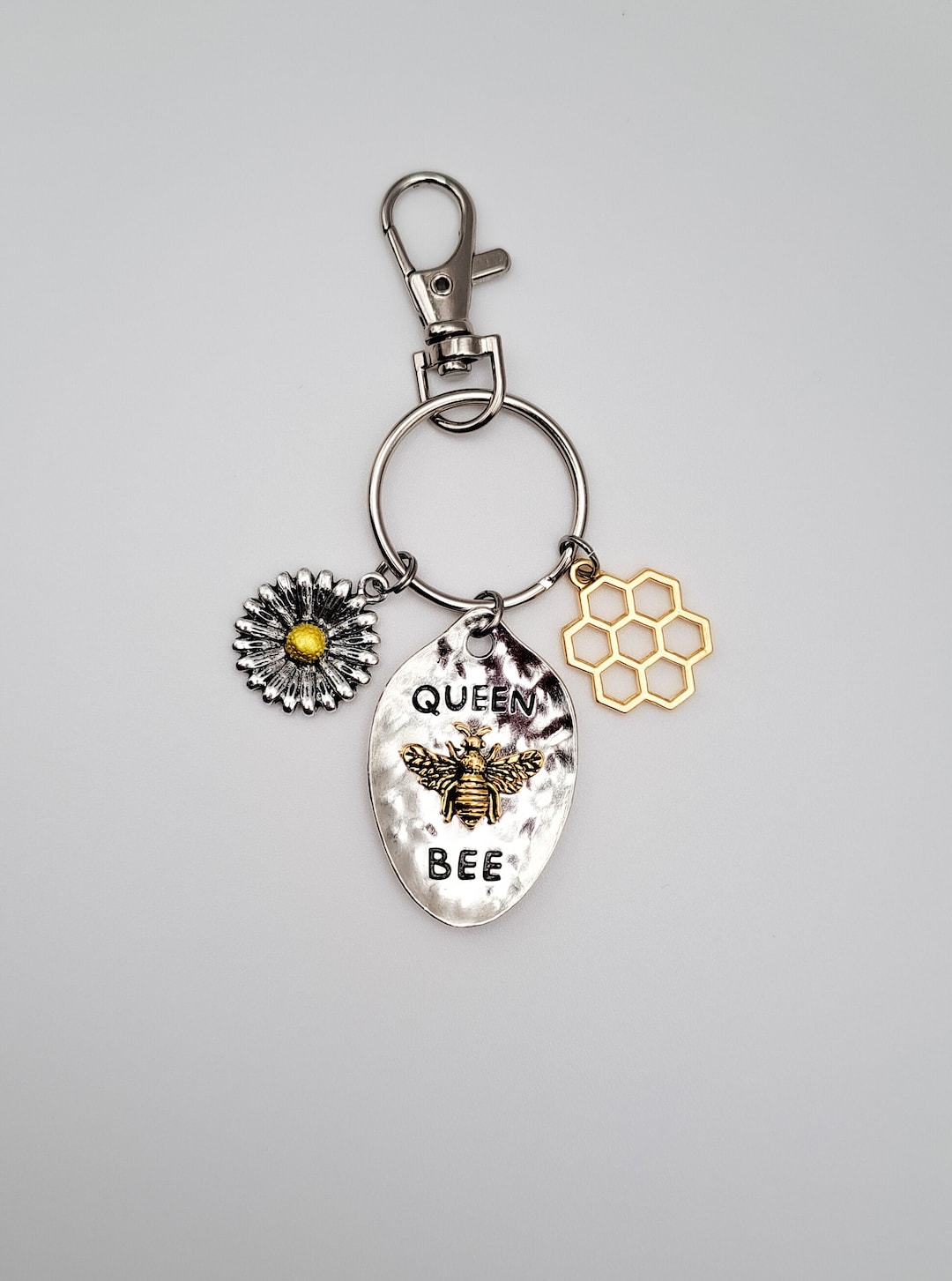 Queen Bee Keychain: Honeycomb & Sunflower Charm - Etsy