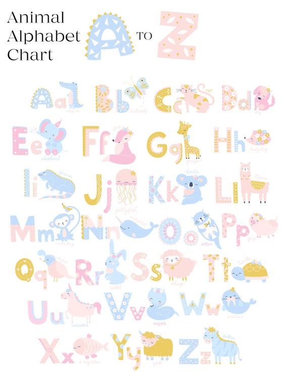 Animal Alphabet Chart a to Z - Etsy