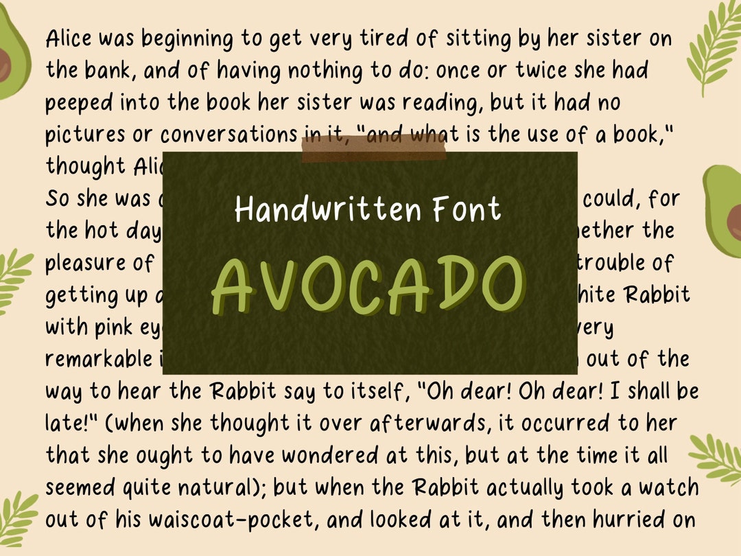 Handwritten Font | Avocado | Neat, Cute, Realistic Font for Digital ...