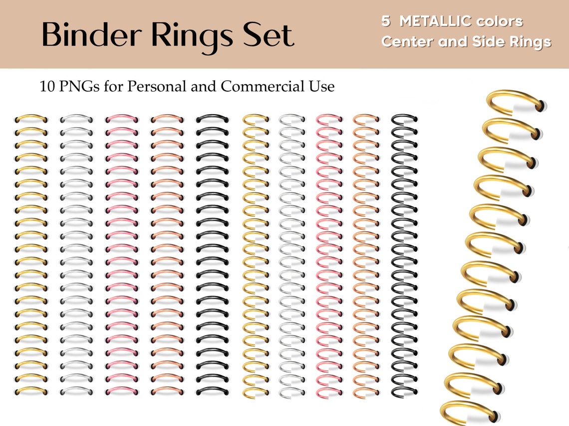 Digital Binder Rings for Planners 5 Metallic Colors: Gold - Etsy
