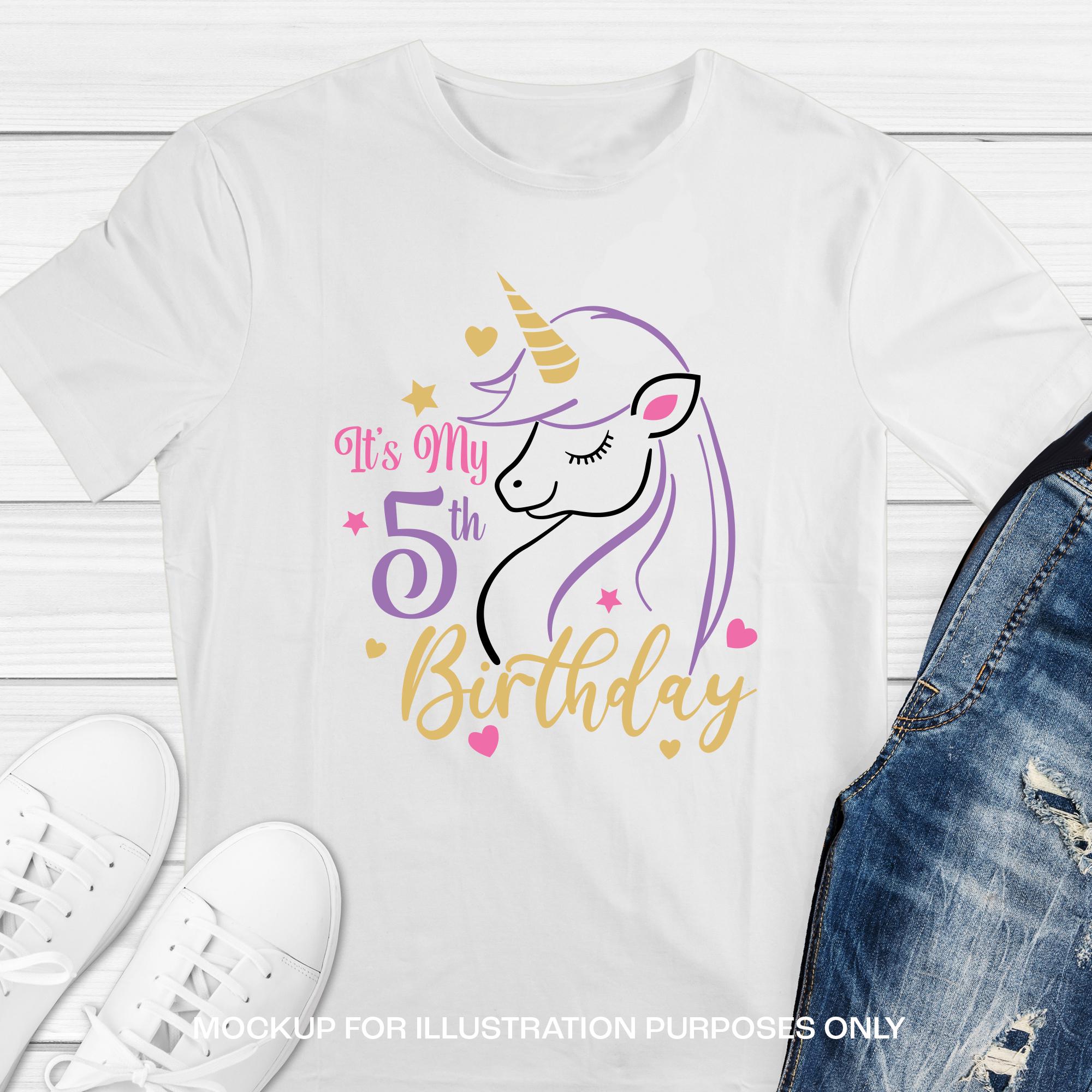 5th Birthday Unicorn SVG: Printable Illustration (digital Download) - Etsy