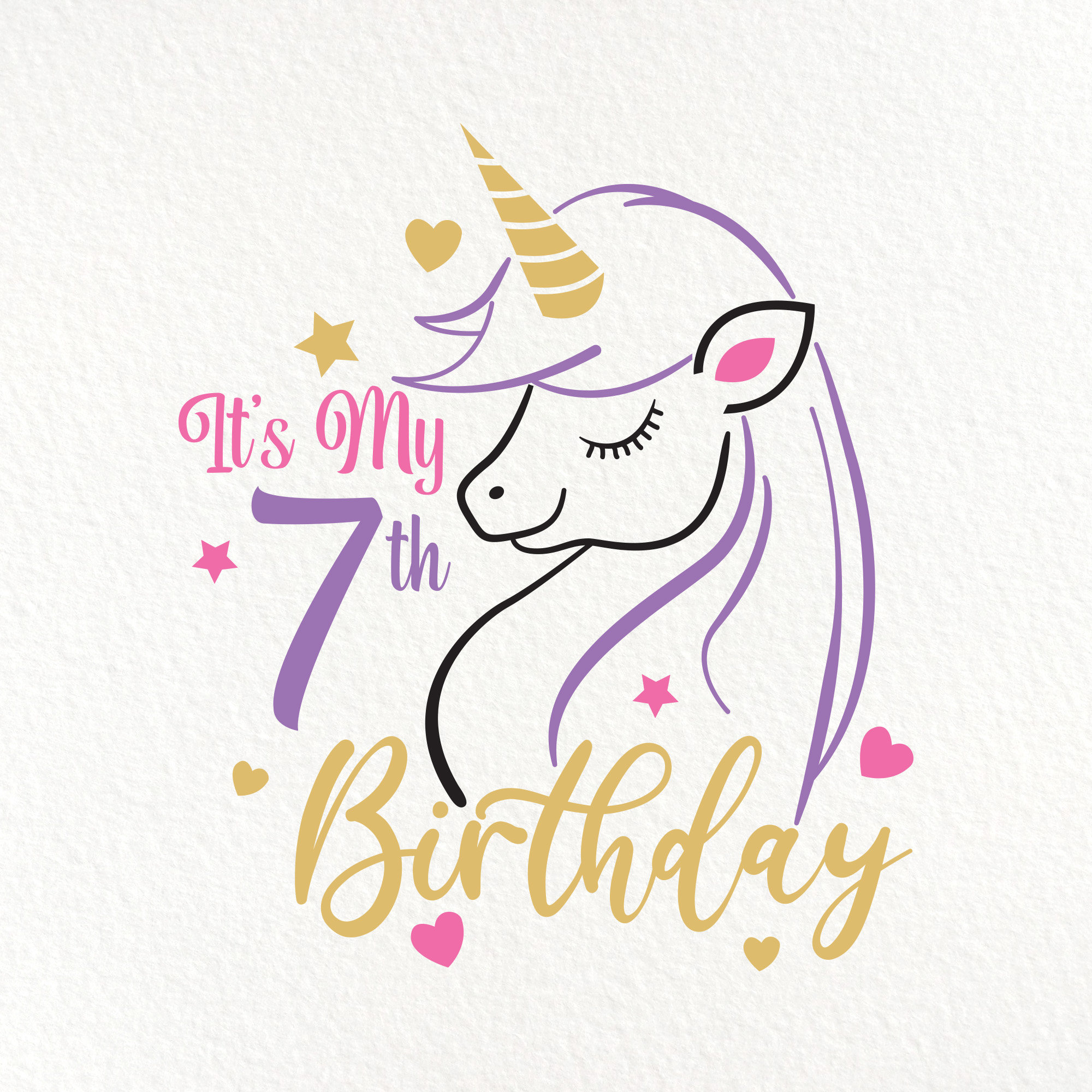 7th Birthday Unicorn SVG: Printable Illustration (digital Download ...