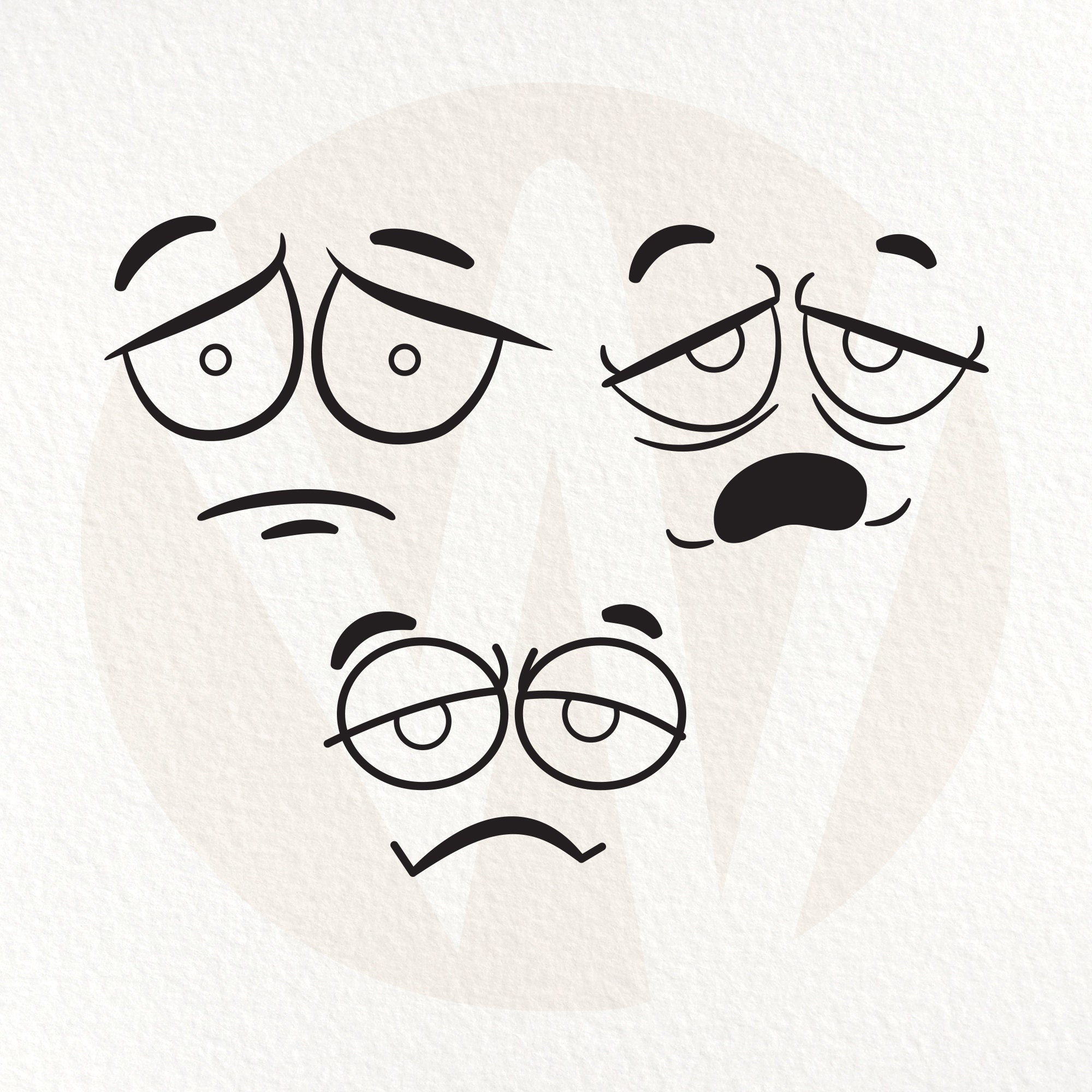 Facial Expressions SVG. Sad Angry Faces SVG. Instant Digital | Etsy