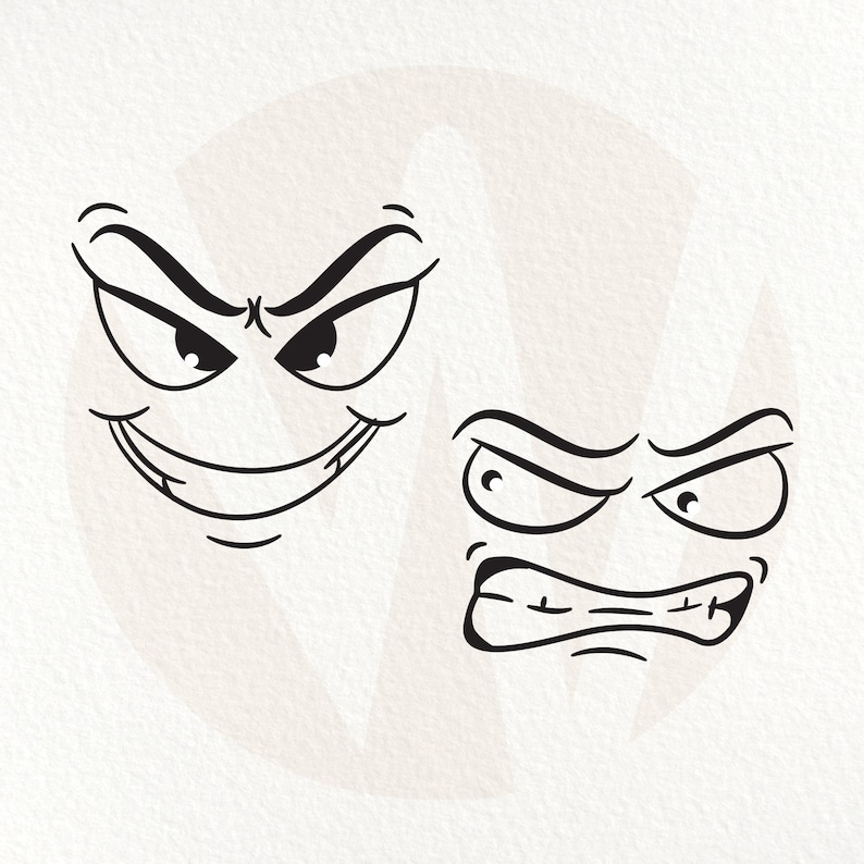 Facial Expressions. Angry Grumpy Cartoon Faces SVG. Instant - Etsy