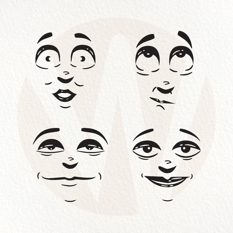 Facial Expressions SVG. 8 Expressive Faces SVG. Instant - Etsy