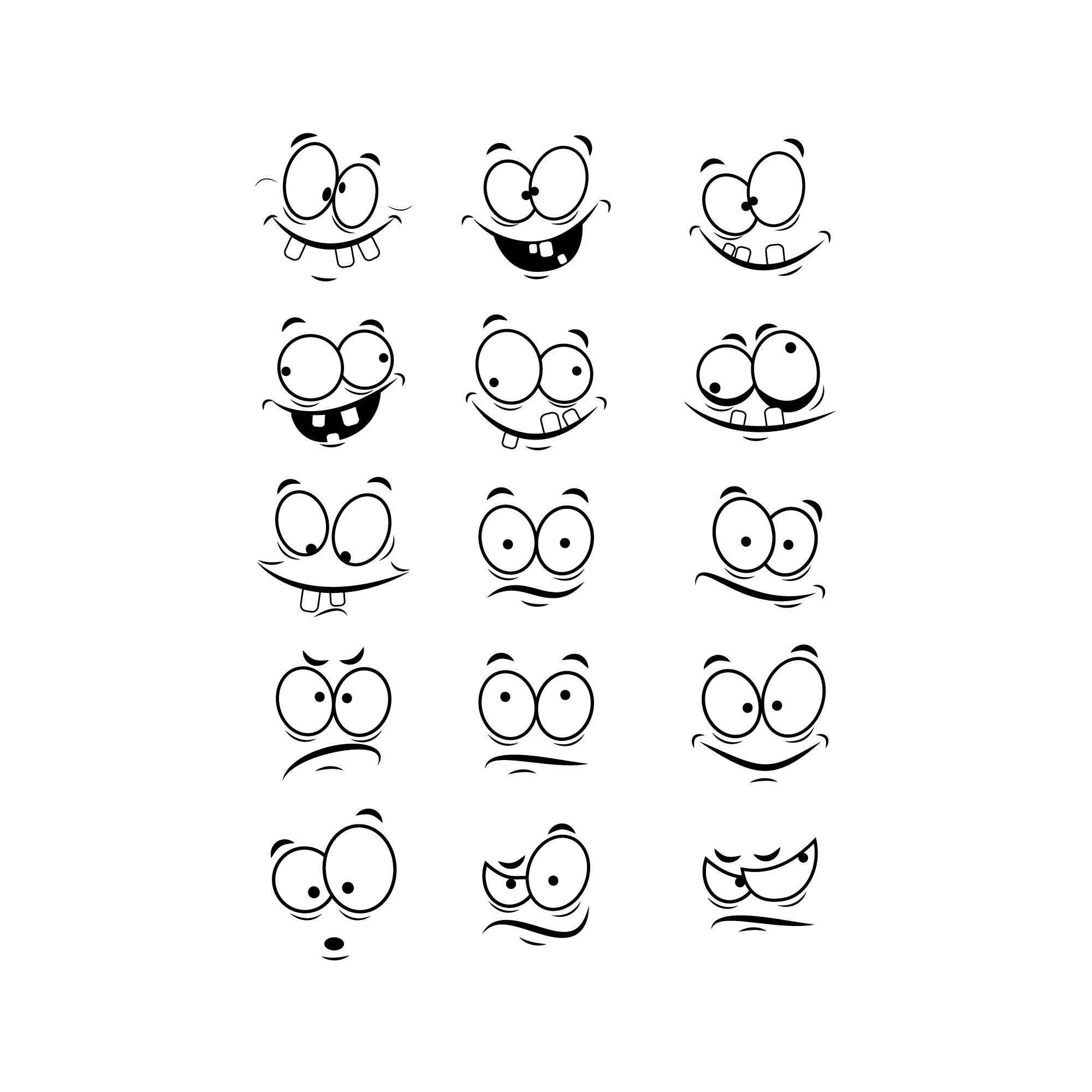 Faces Svg Eps Png Dxf Cartoon Facial Expressions Cricut - Etsy