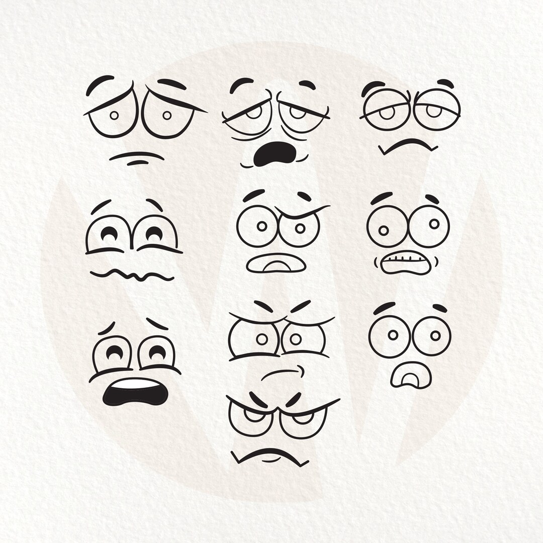 Facial Expressions SVG. Sad Angry Faces SVG. Instant Digital Download ...