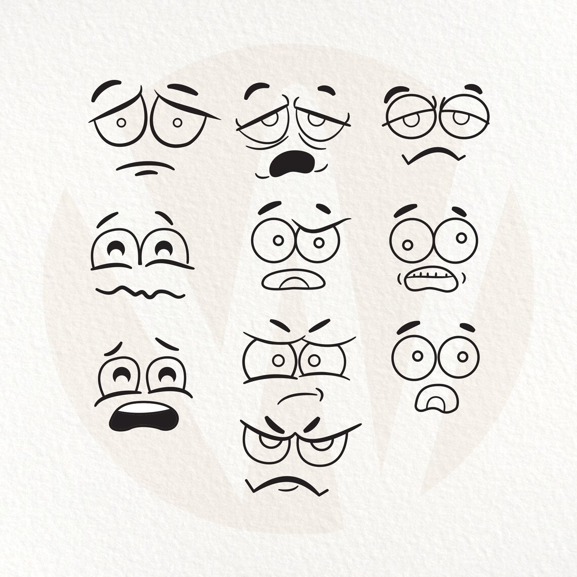 Facial Expressions SVG. Sad Angry Faces SVG. Instant Digital Download ...
