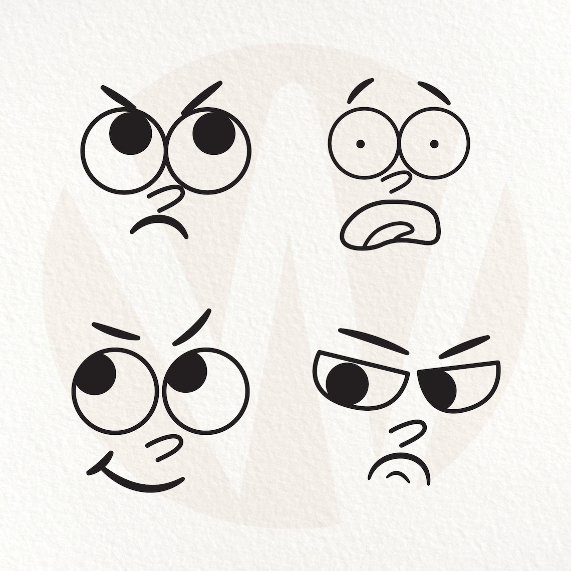 Facial Expressions SVG. Simple Cartoon Faces SVG. Instant - Etsy