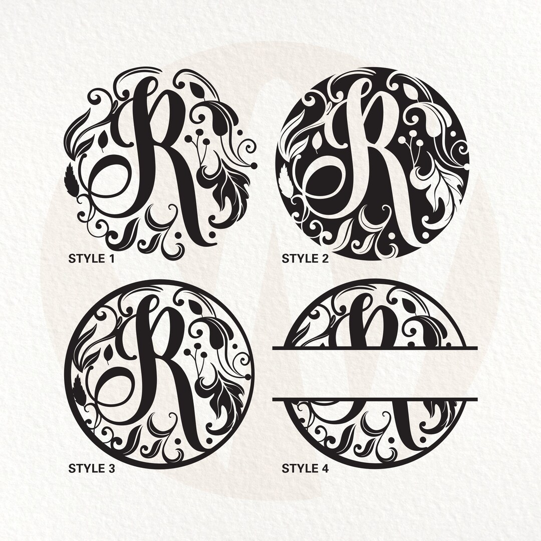 Monogram R Letter in Four Styles. SVG Artwork in 6 Formats. - Etsy