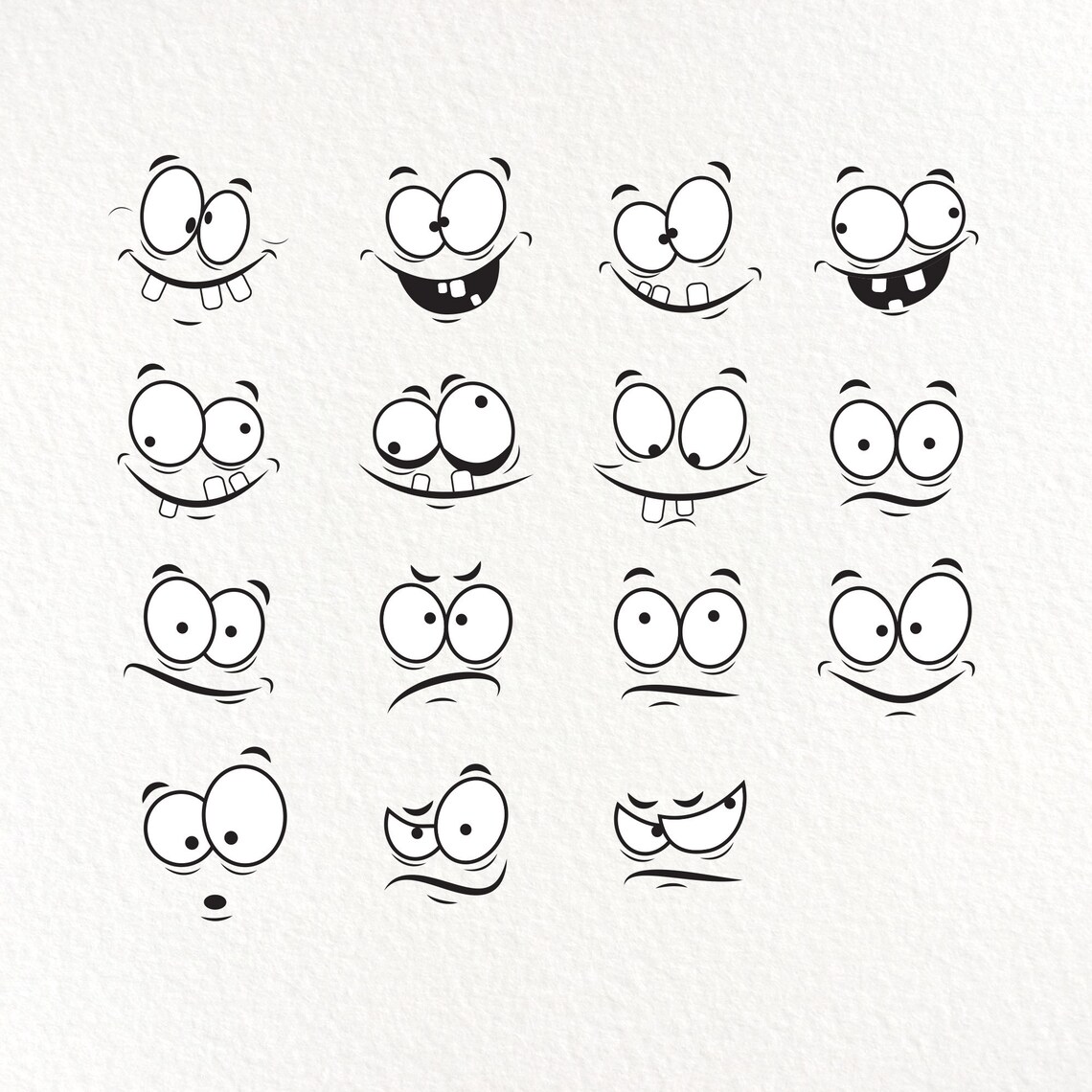 Faces Svg Eps Png Dxf Cartoon Facial Expressions Cricut - Etsy