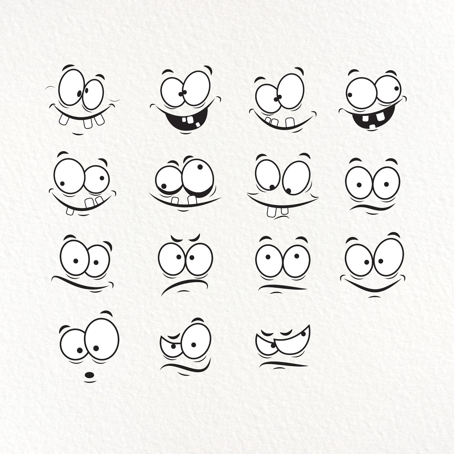 Faces Svg Eps Png Dxf Cartoon Facial Expressions Cricut - Etsy