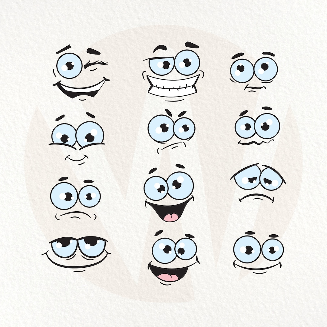 Facial Expressions. Cartoon Funny Faces SVG. Instant Digital Download ...