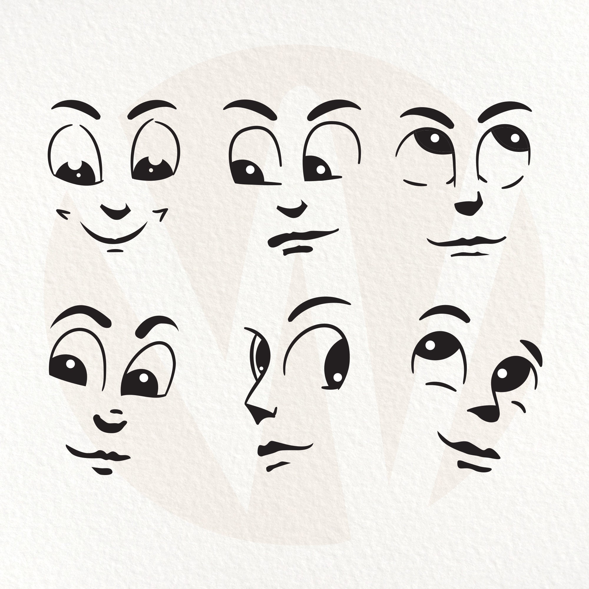 Facial Expressions SVG. Cartoon Faces SVG Instant Digital | Etsy