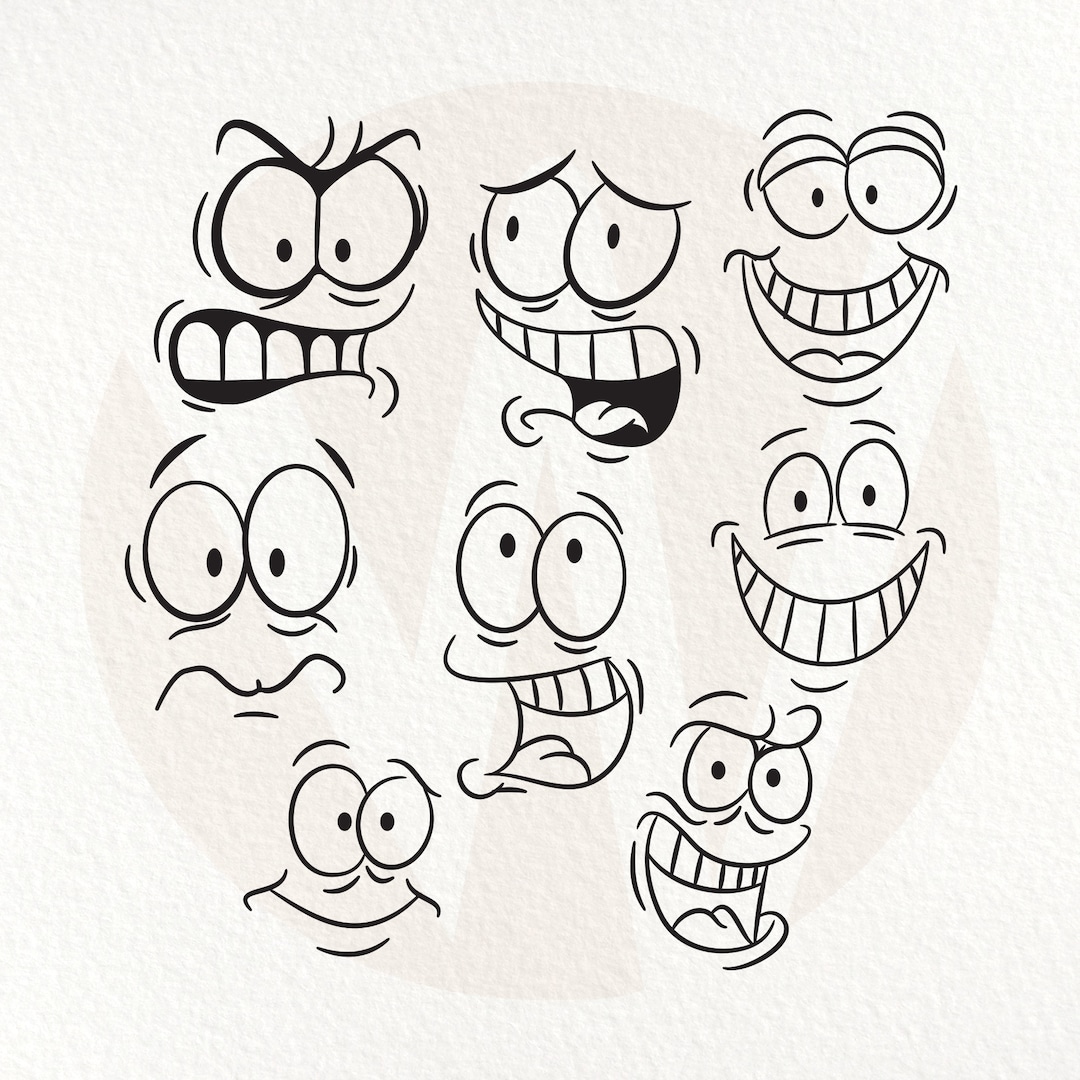 Faces SVG. 8 Cartoon Facial Expressions. Instant Digital Download. - Etsy