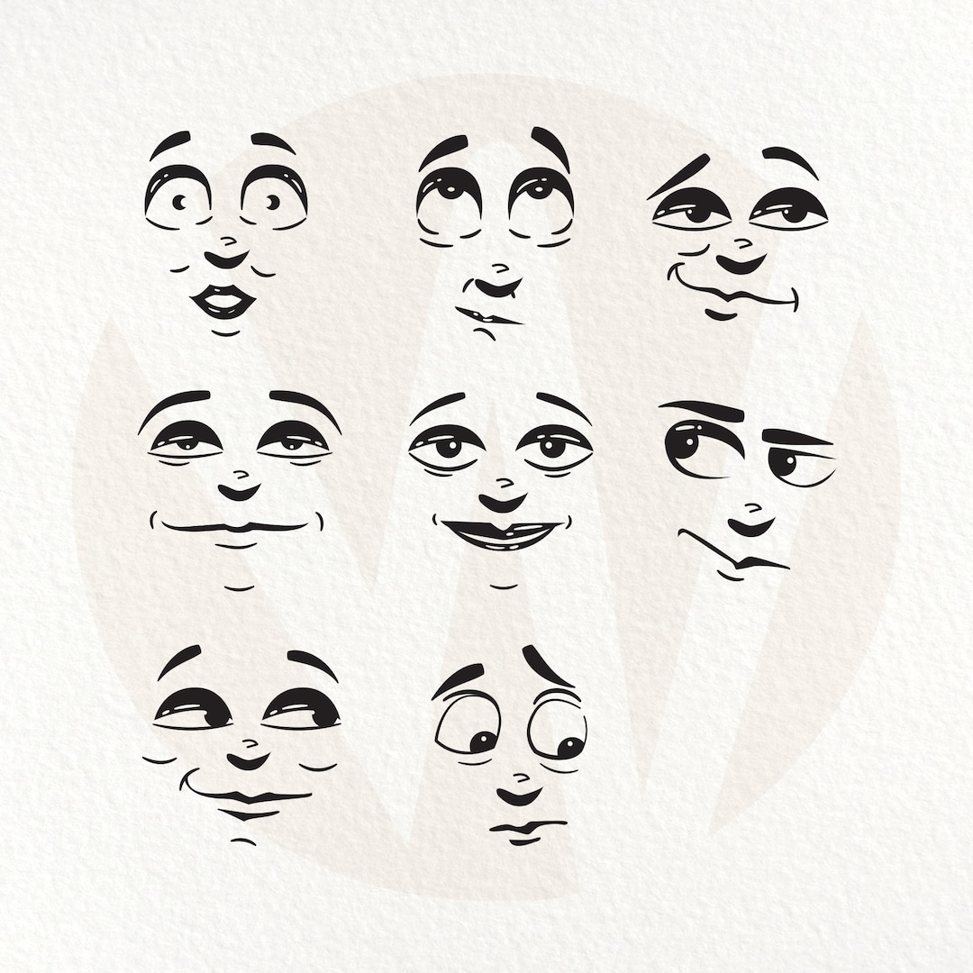 Facial Expressions SVG. 8 Expressive Faces SVG. Instant Digital ...