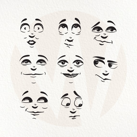Facial Expressions SVG. 8 Expressive Faces SVG. Instant | Etsy