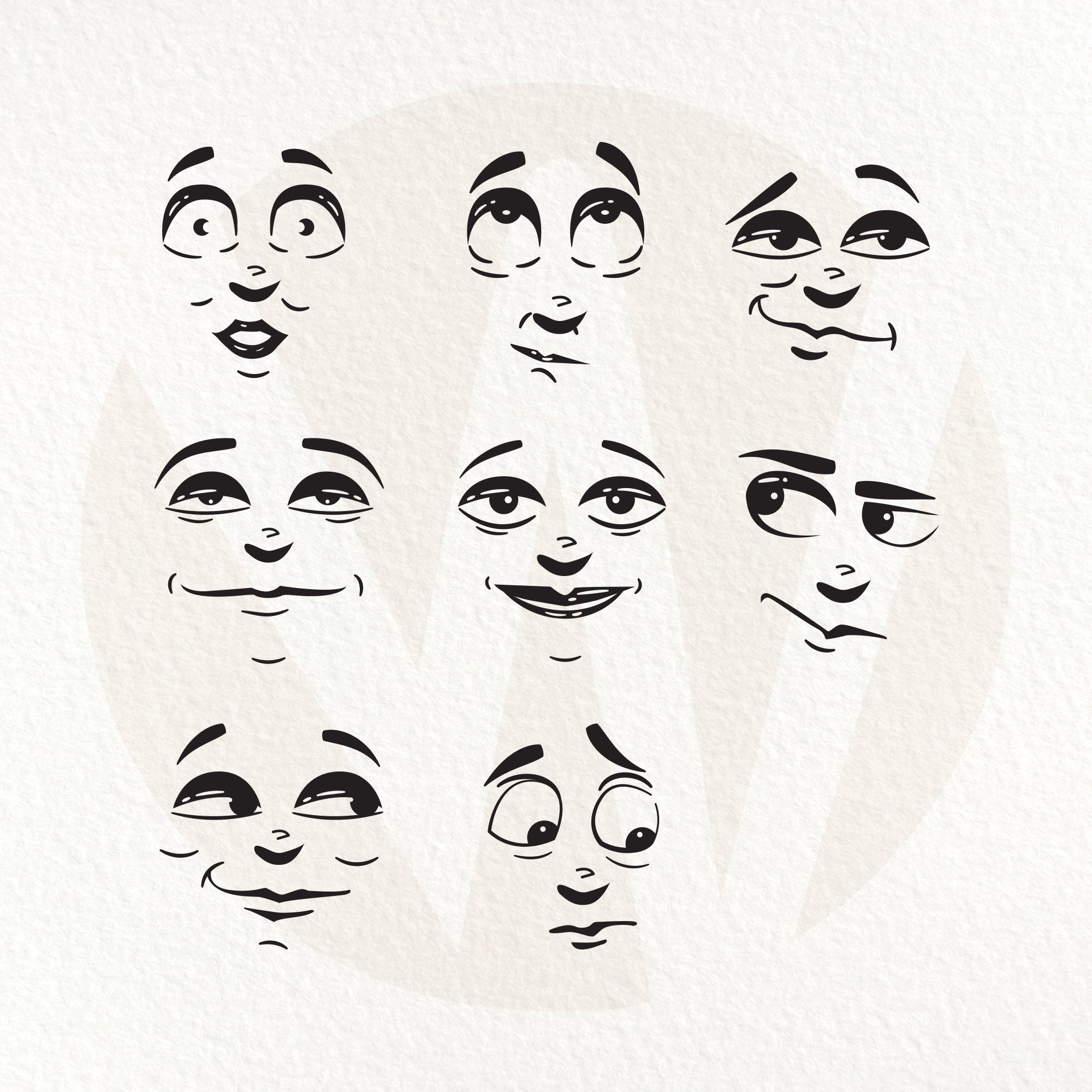 Facial Expressions SVG. 8 Expressive Faces SVG. Instant - Etsy