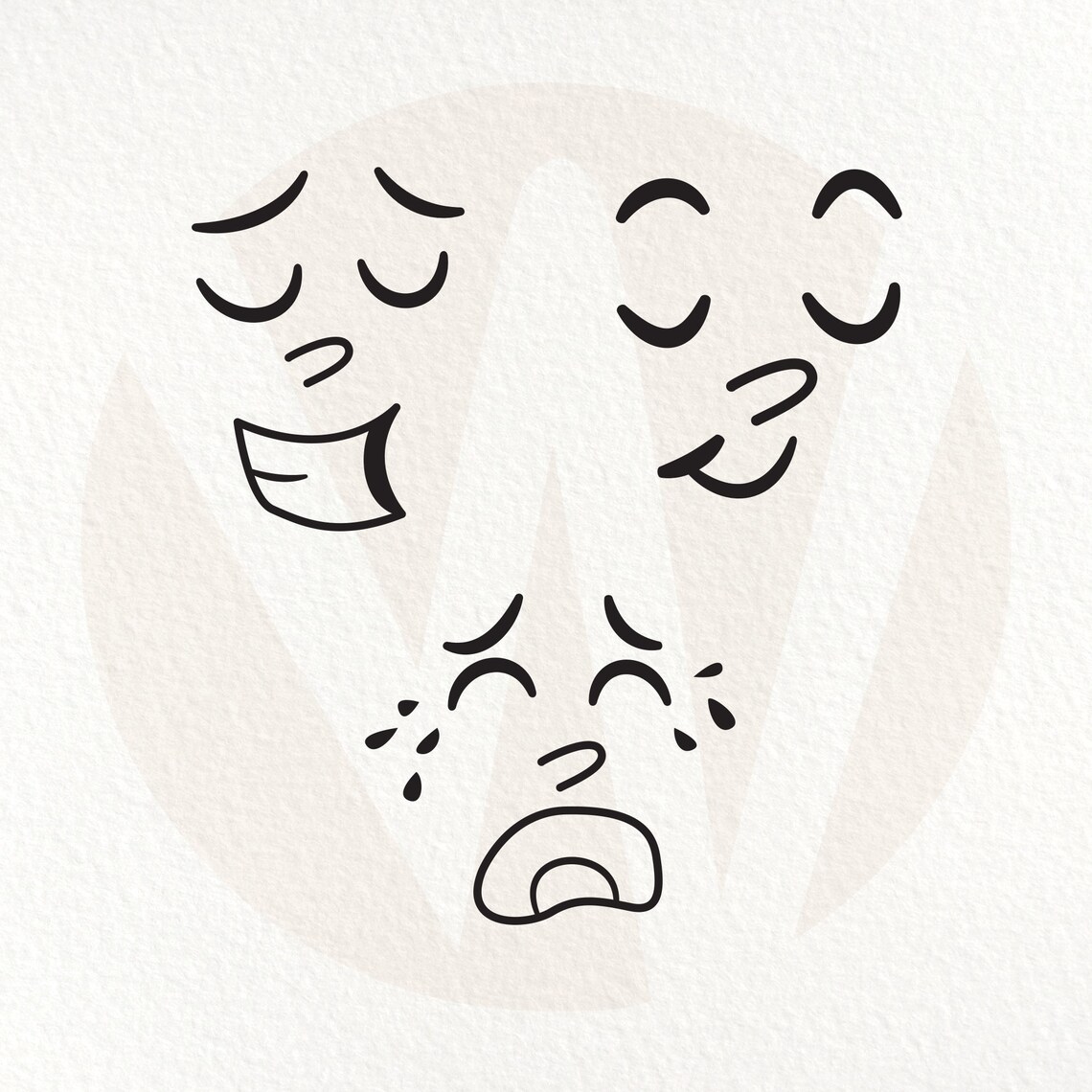 Facial Expressions SVG. Simple Cartoon Faces SVG. Instant Digital ...