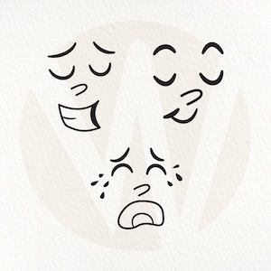 Facial Expressions SVG. Simple Cartoon Faces SVG. Instant Digital ...