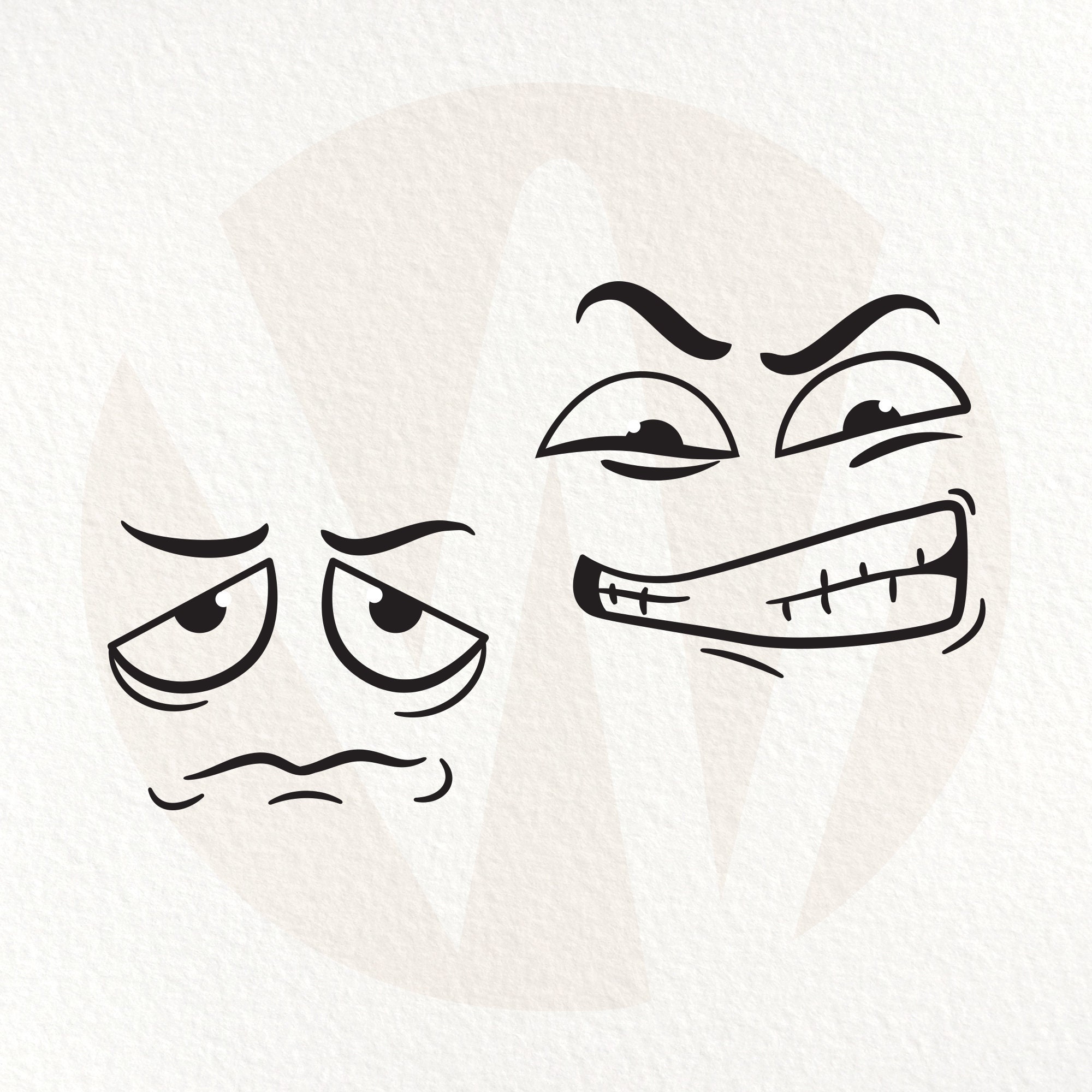 Facial Expressions. Angry Grumpy Cartoon Faces SVG. Instant - Etsy ...