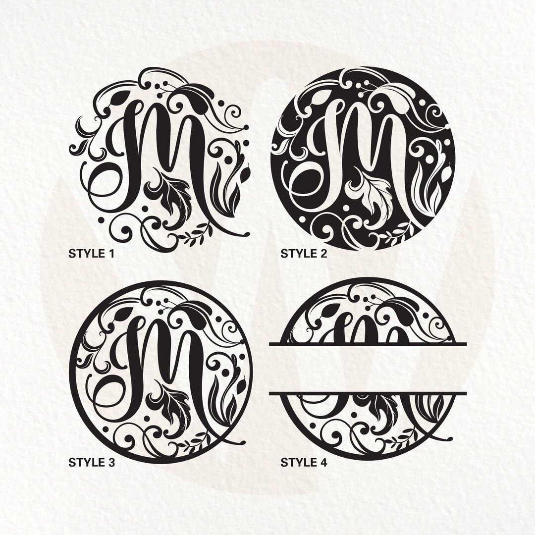 Monogram M Letter in Four Styles. SVG Artwork in 6 Formats. Instant ...