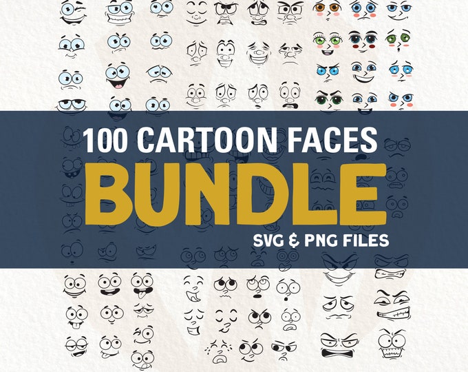 Facial Expressions SVG. Simple Cartoon Faces SVG. Instant Digital ...